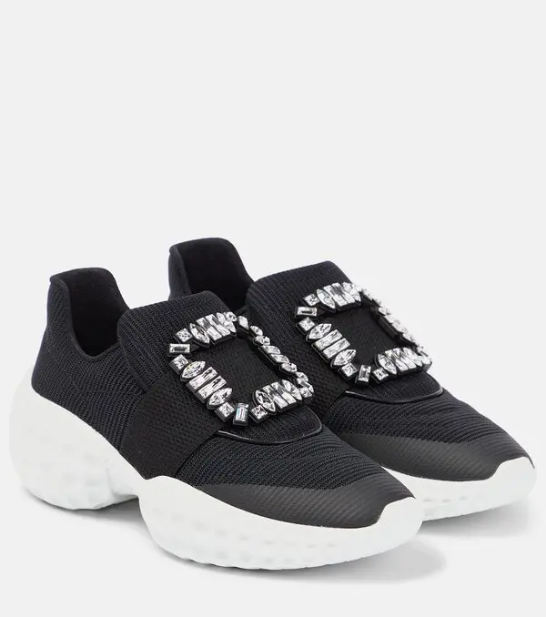 ROGER VIVIER Viv' Run Embellished Sneakers - Black