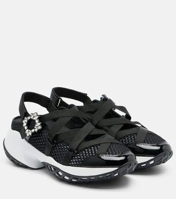 ROGER VIVIER Viv' Run Embellished Sneakers - Black