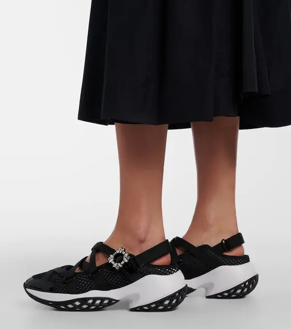 ROGER VIVIER Viv' Run Embellished Sneakers - Black