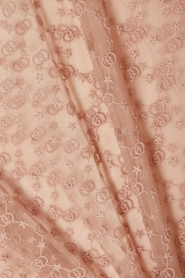 Gucci Love Parade Embroidered Tulle Top