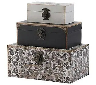 VALERIE PARR HILL Set Of 3 Nesting Decorative Storage Boxes Valerie - One-color