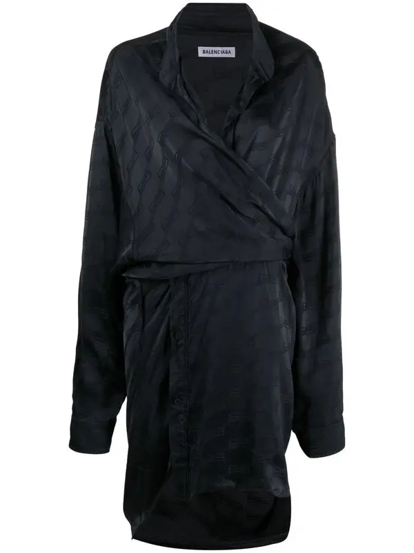 Balenciaga Bb Monogram Wrap Dress - Grey