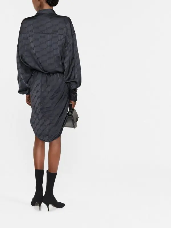 Balenciaga Bb Monogram Wrap Dress - Grey