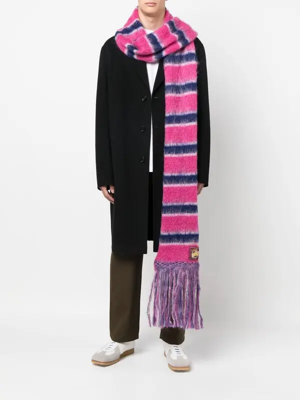 Marni Striped Knitted Scarf - Pink