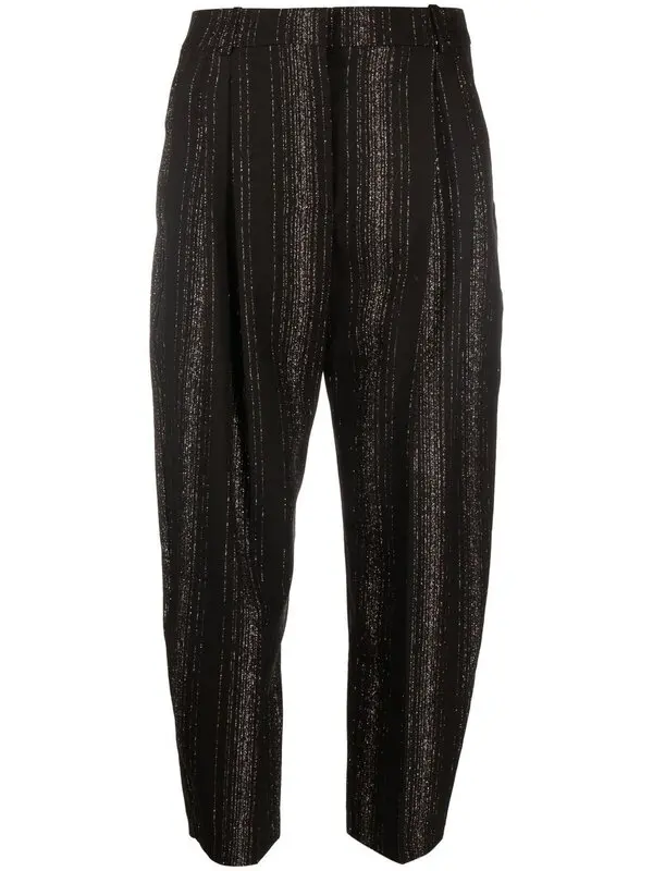 Stella McCartney High-waisted Cropped Trousers With Vertical Stripe Embroidery