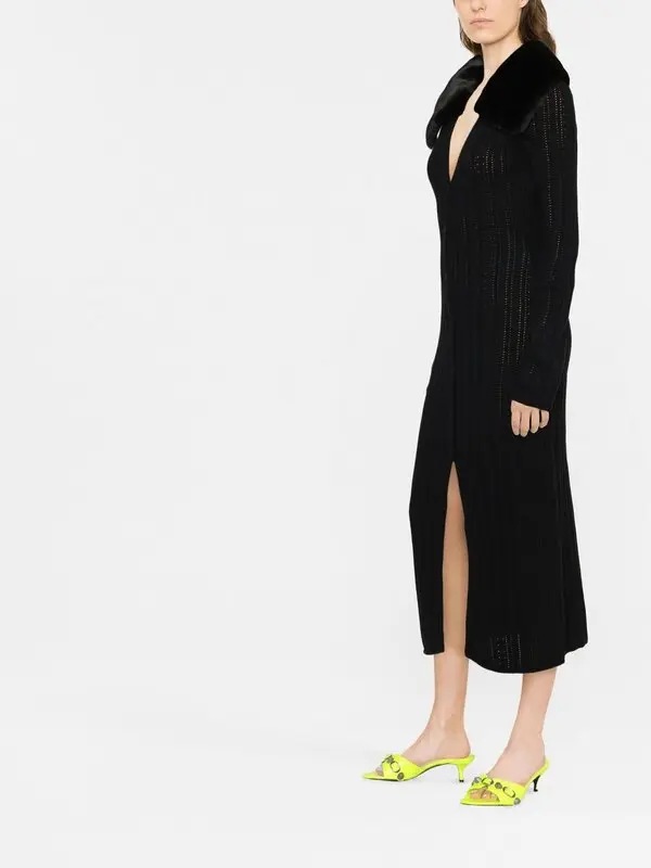 Blumarine Faux-fur Collar Knitted Dress