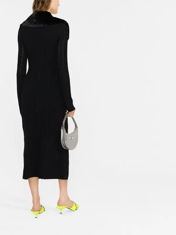 Blumarine Faux-fur Collar Knitted Dress