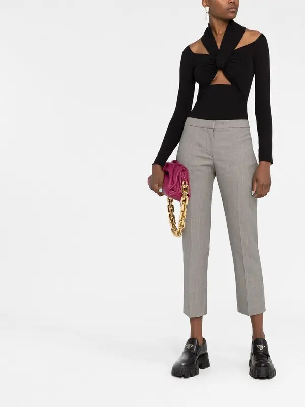 Alexander McQueen Checked Cropped Trousers - Black