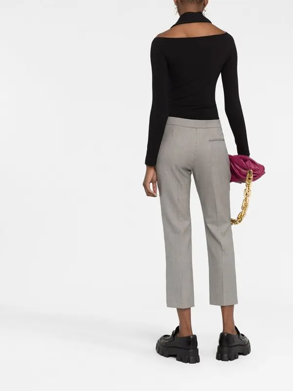 Alexander McQueen Checked Cropped Trousers - Black