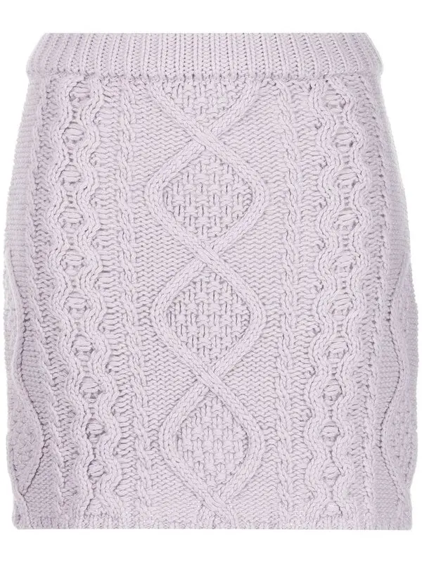 Rokh Cable-knit Mid-rise Skirt