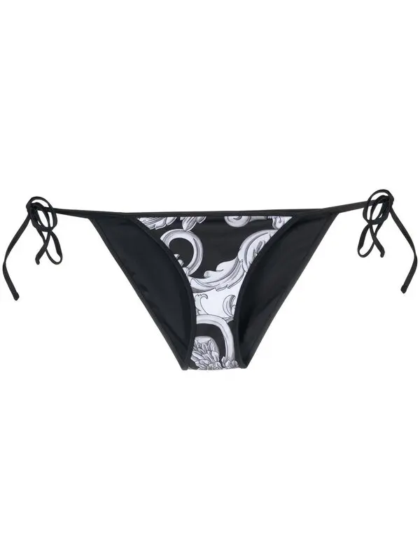 Versace Baroque Pattern-print Bikini Bottoms - Black