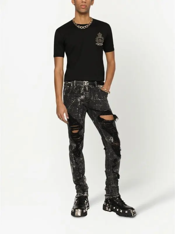 Dolce & Gabbana Heraldic Dg-patch Cotton T-shirt - Black