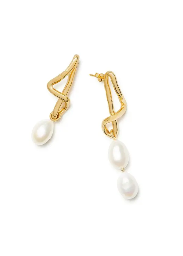 MISSOMA Molten Asymmetric Gold-plated Earrings - Pearl