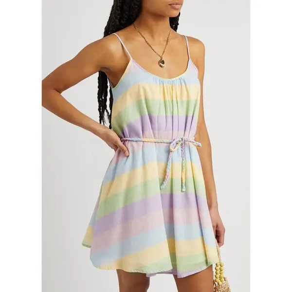 Olivia Rubin Babette Striped Cotton Mini Dress 10