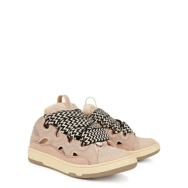 LANVIN Curb Pink Panelled Mesh Mule Sneakers