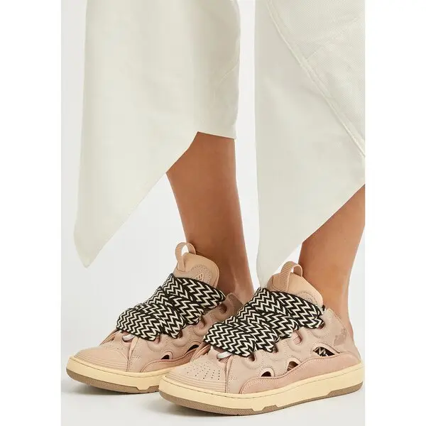 LANVIN Curb Pink Panelled Mesh Mule Sneakers