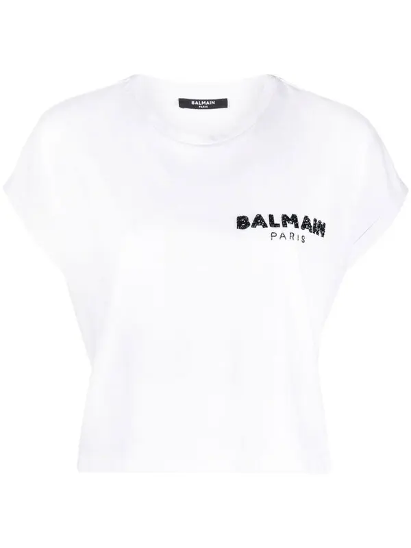 Balmain Sequin Logo T-shirt - White