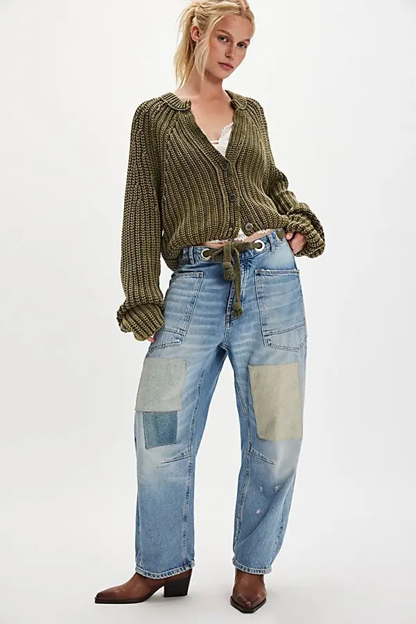Free People We The Free Moxie Pull-on Barrel Jeans - Light Wash