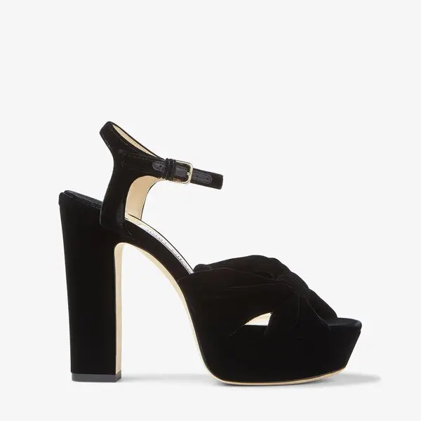 JIMMY CHOO Heloise 120 Velvet Platform Sandals - Black