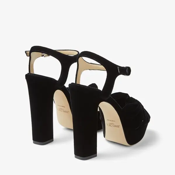 JIMMY CHOO Heloise 120 Velvet Platform Sandals - Black