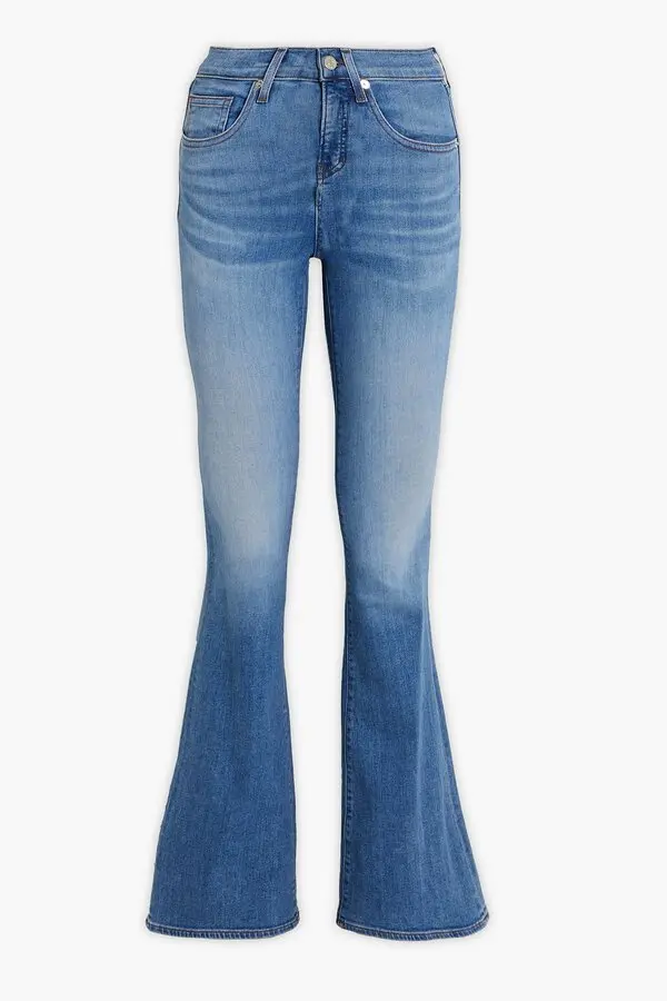 Veronica Beard Beverly Faded High-rise Flared Jeans - Mid Denim