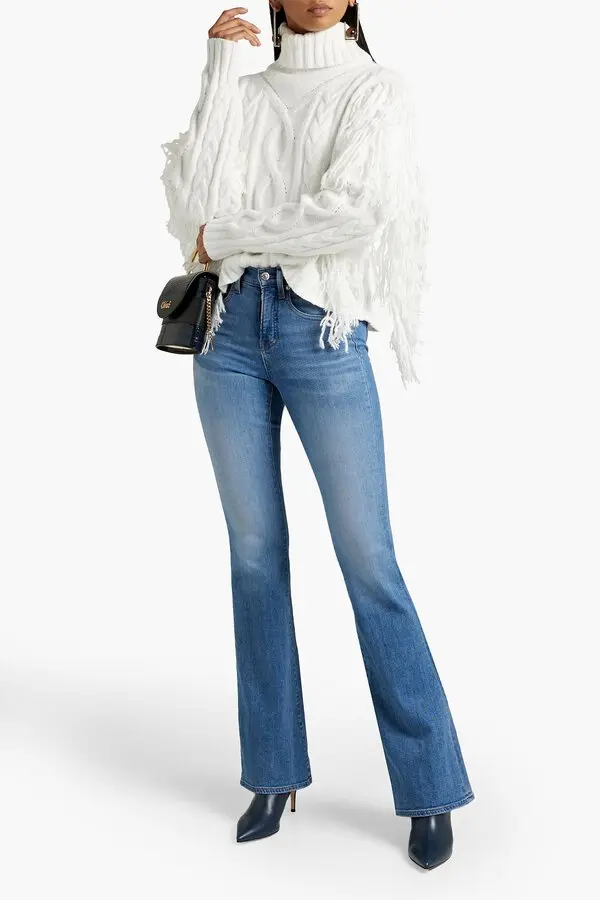 Veronica Beard Beverly Faded High-rise Flared Jeans - Mid Denim