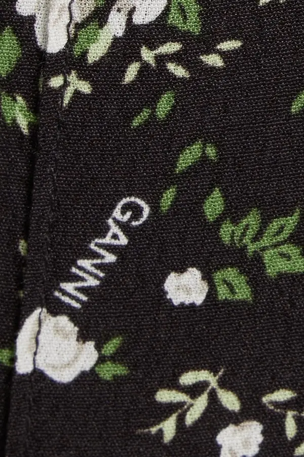 GANNI Floral Print Crepe Straight-leg Trousers