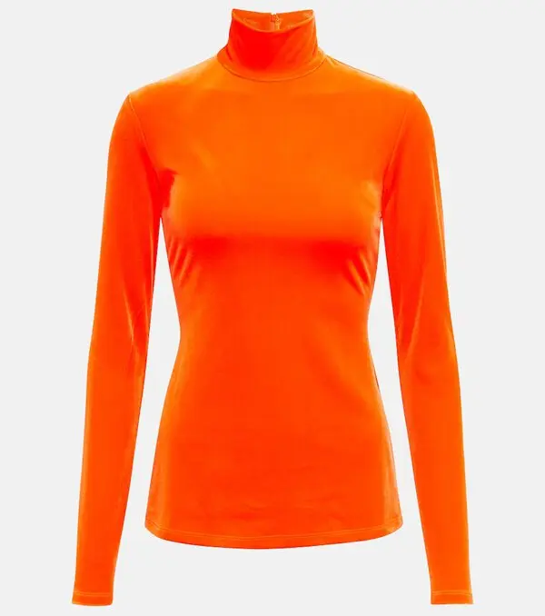 Victoria Beckham Velvet Turtleneck Top - Orange