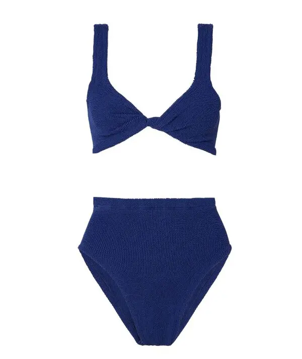 Hunza G Jamie Twist-front Seersucker Bikini - Blue
