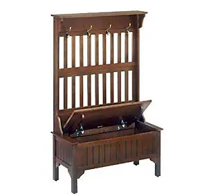 HOME STYLES Cherry Storage Bench With Coat Rack - One-color