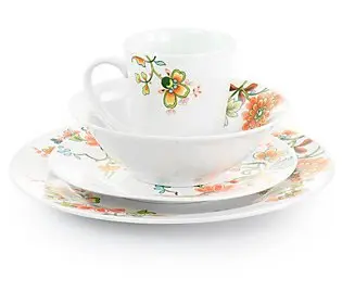ELAMA Spring Bloom 16-piece Round Porcelain Din Nerware Set