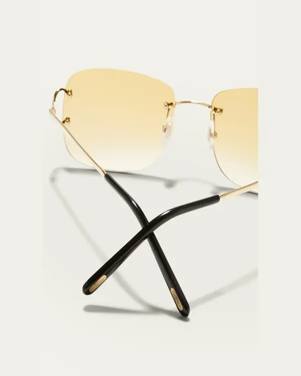 Cartier Rimless Rectangle Metal Sunglasses