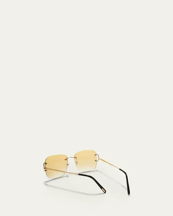Cartier Rimless Rectangle Metal Sunglasses