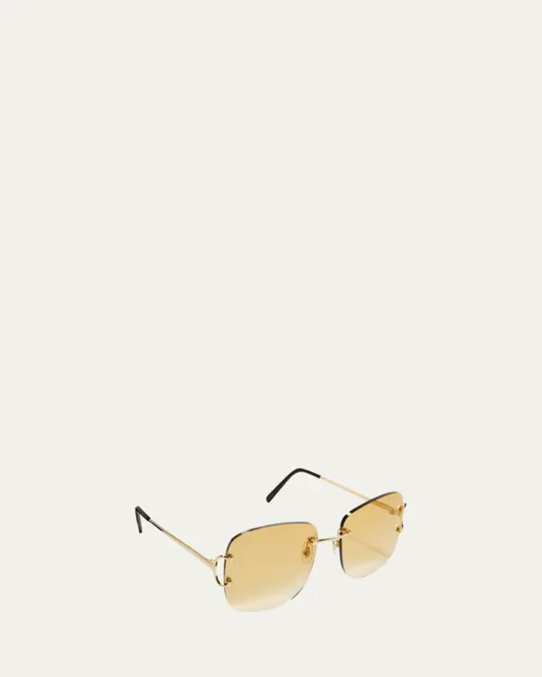 Cartier Rimless Rectangle Metal Sunglasses