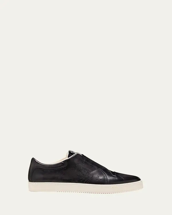 Berluti Playtime Scritto Leather Slip-on Sneakers