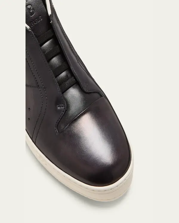 Berluti Playtime Scritto Leather Slip-on Sneakers