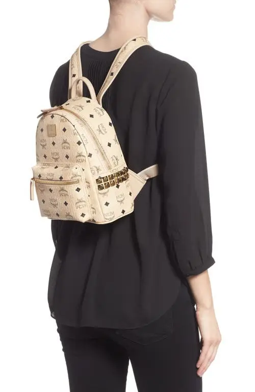 Mcm Stark Mini Backpack With Studs - Beige