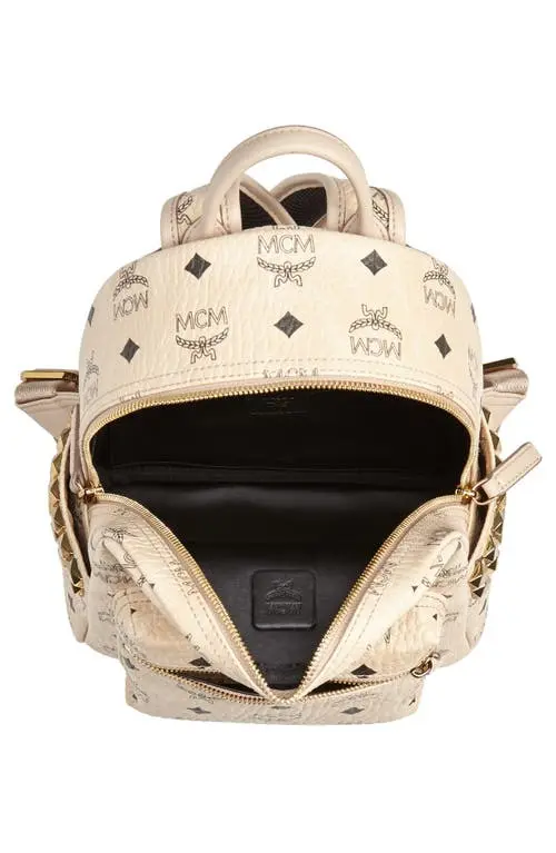 Mcm Stark Mini Backpack With Studs - Beige