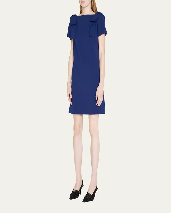 Carolina Herrera Bow Detail Shift Dress - Dkblue
