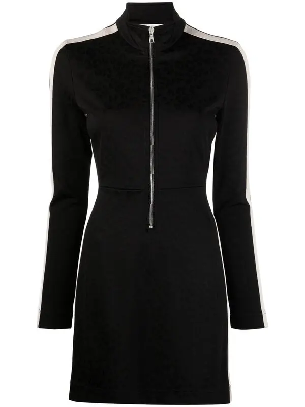 Palm Angels Leopard Track Mini Dress - Black