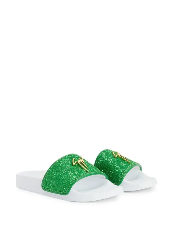 GIUSEPPE ZANOTTI Brett Glitter Slides - Green