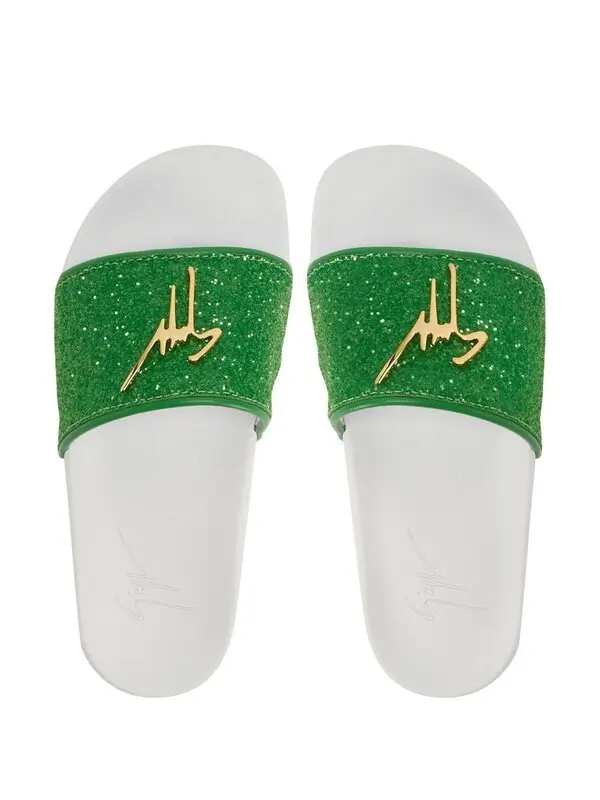 GIUSEPPE ZANOTTI Brett Glitter Slides - Green