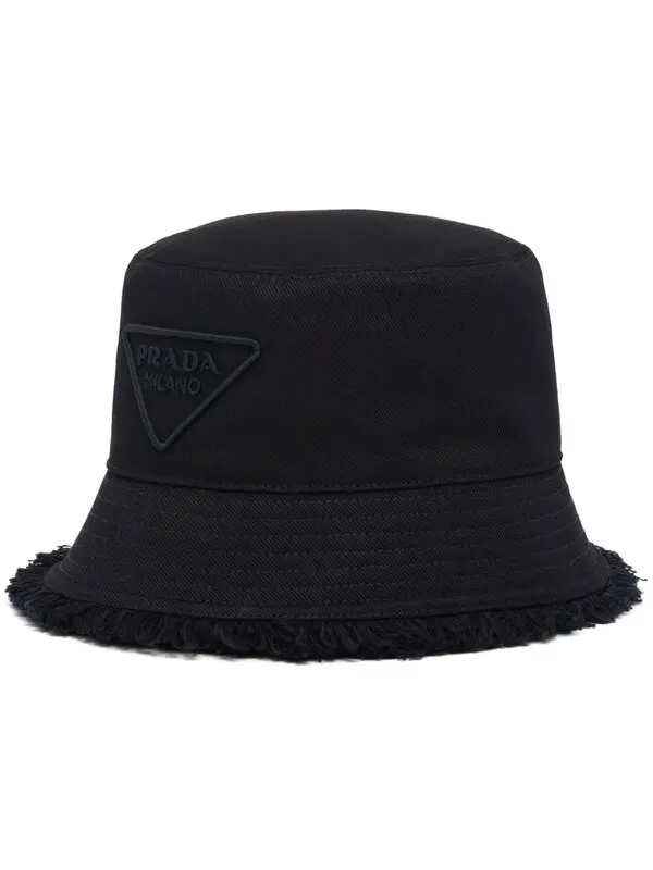 PRADA 三角 トライアングル ロゴ バケットハット ブラック M Prada Triangle-Logo Bucket Hat - Black | Editorialist