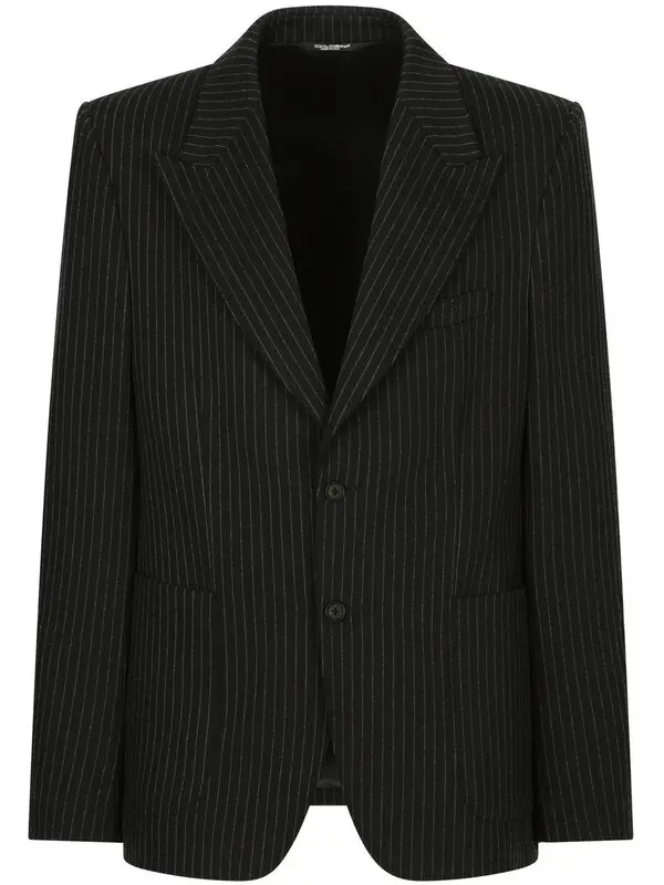 Dolce & Gabbana Pinstriped Single-breasted Blazer - Black