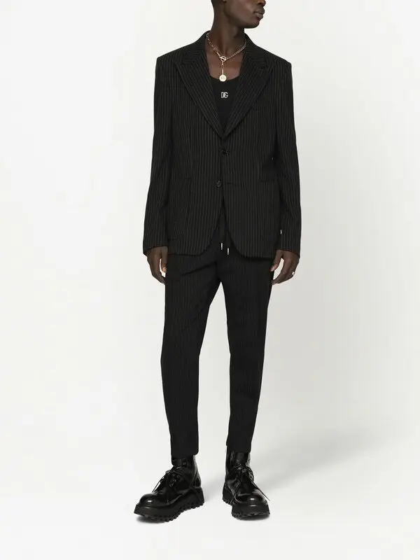 Dolce & Gabbana Pinstriped Single-breasted Blazer - Black