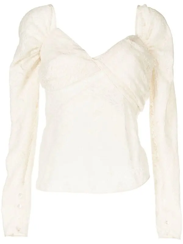 YUHAN WANG Semi-sheer Lace Top - White