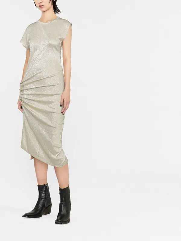 Rabanne Gathered Detail Midi Dress - Gold