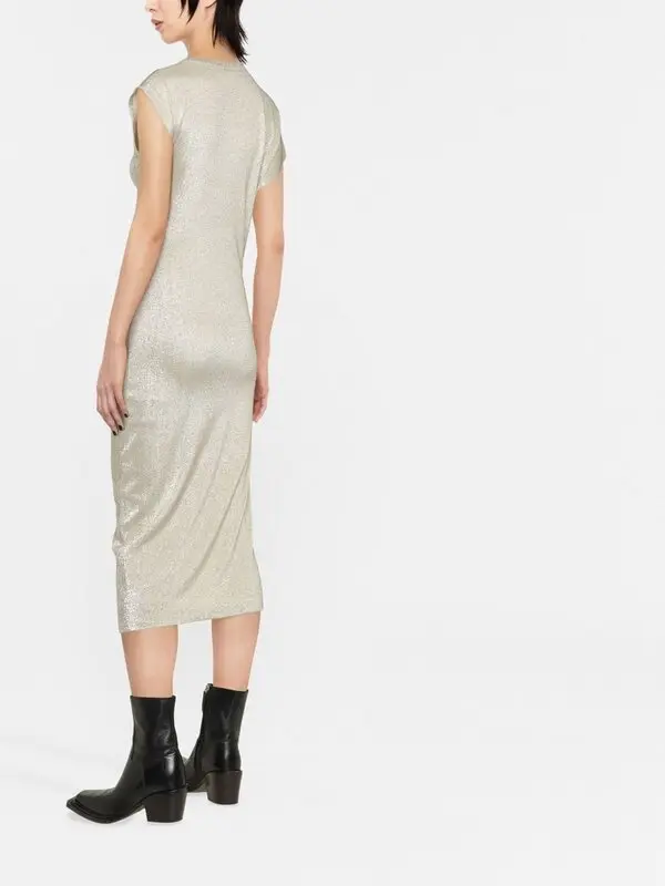 Rabanne Gathered Detail Midi Dress - Gold
