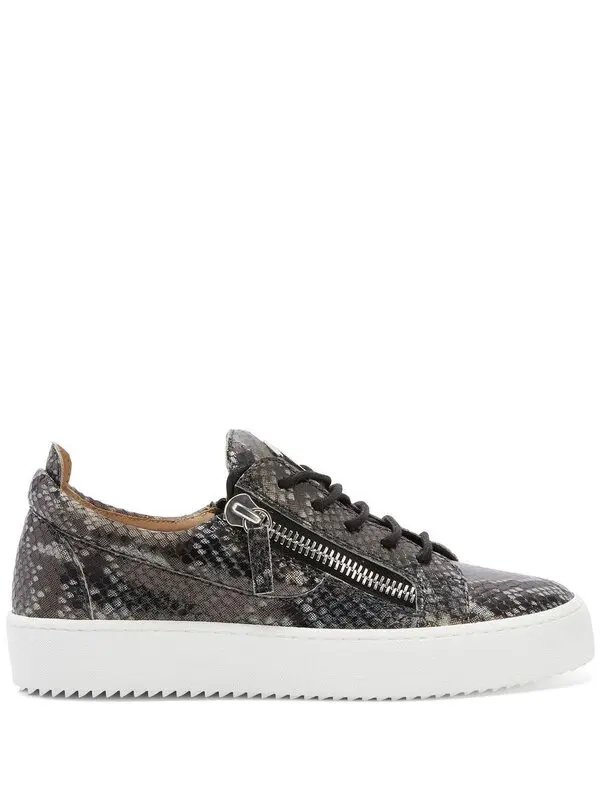 GIUSEPPE ZANOTTI Gail Snakeskin-effect Sneakers - Black