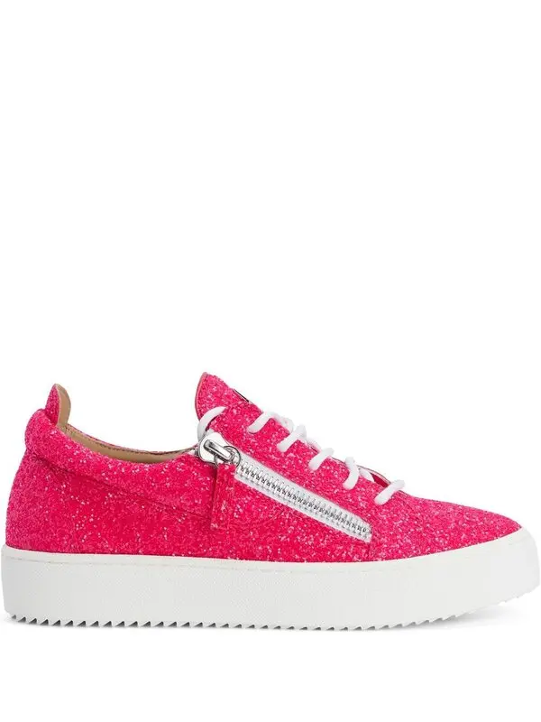 Giuseppe Zanotti Frankie Crocodile-Effect Sneakers Pink 28